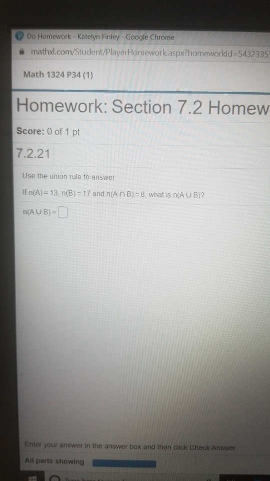 Solved Do Homework - Katelyn Finley - Google Chrome | Chegg.com