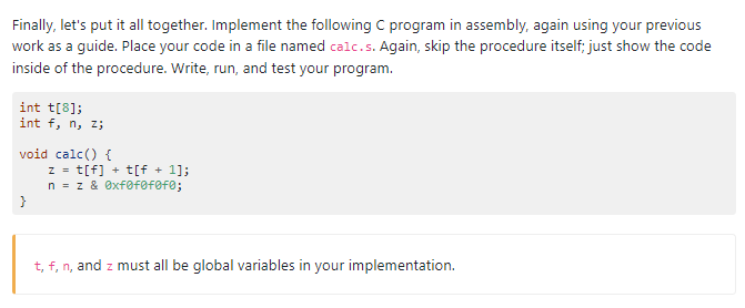 Solved Finally, let's put it all together. Implement the | Chegg.com