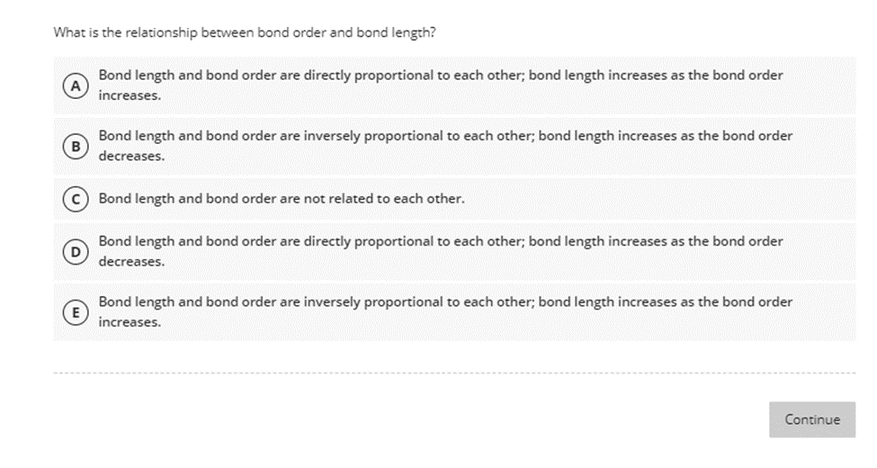 Solved What is the relationship between bond order and bond | Chegg.com