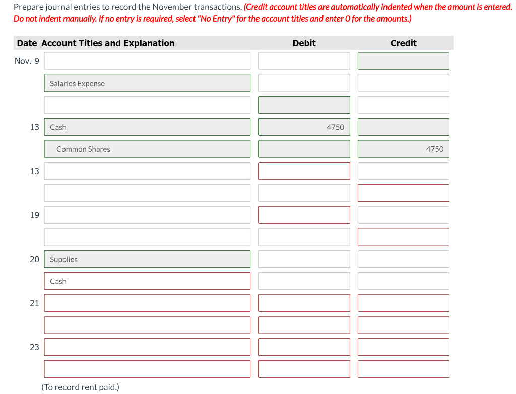 Solved Prepare journal entries to record the November | Chegg.com