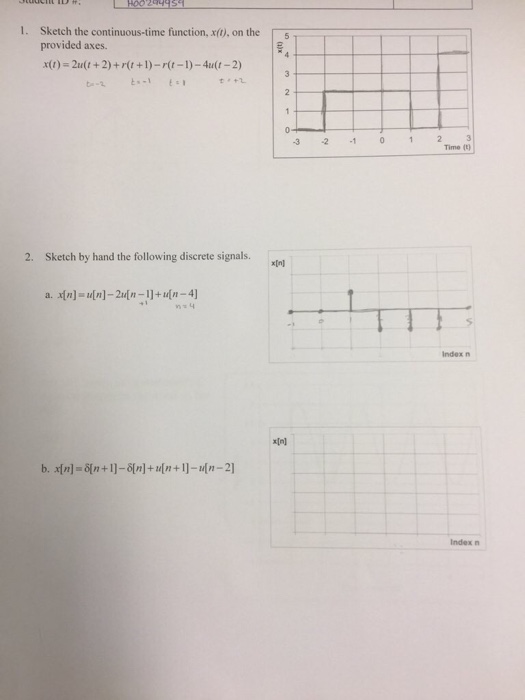 Solved I. Sketch the continuous-time function, x(t). on the | Chegg.com