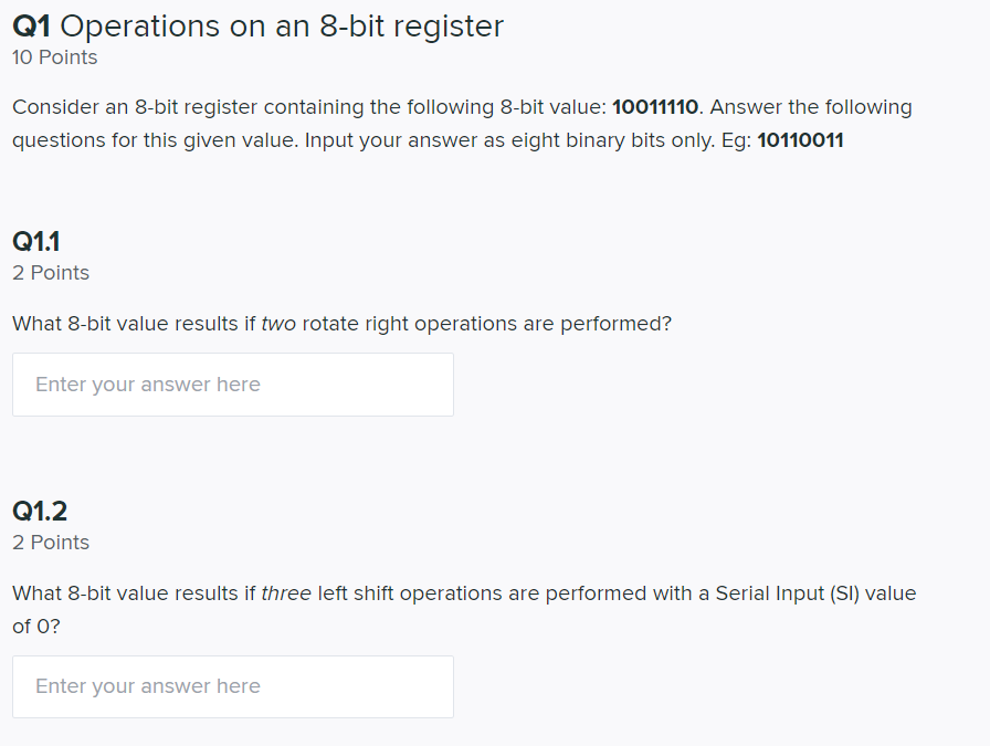 Solved Q1 Operations on an 8-bit register 10 Points Consider | Chegg.com