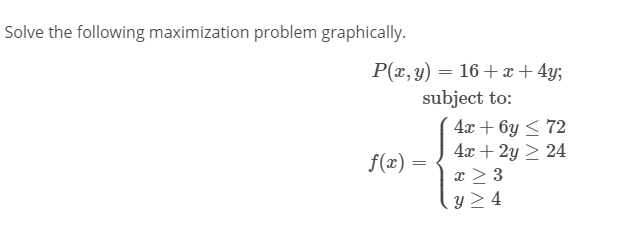 Solved Solve the following maximization problem graphically. | Chegg.com