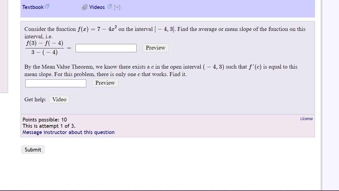 Solved Consider the function f(x)=7-4x^2 on the interval | Chegg.com