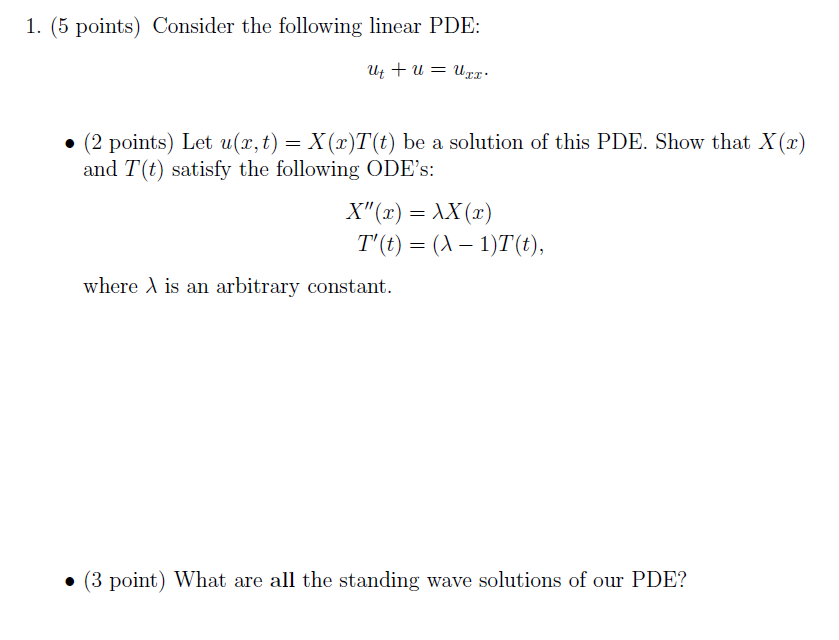 Solved 1. (5 points) Consider the following linear PDE: Uy | Chegg.com