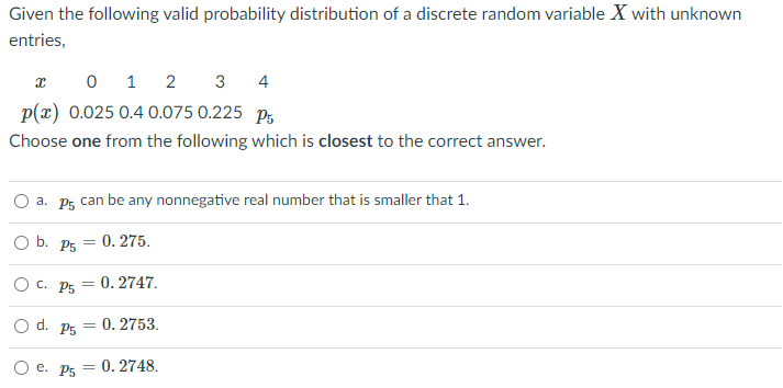 Solved Given the following valid probability distribution of | Chegg.com