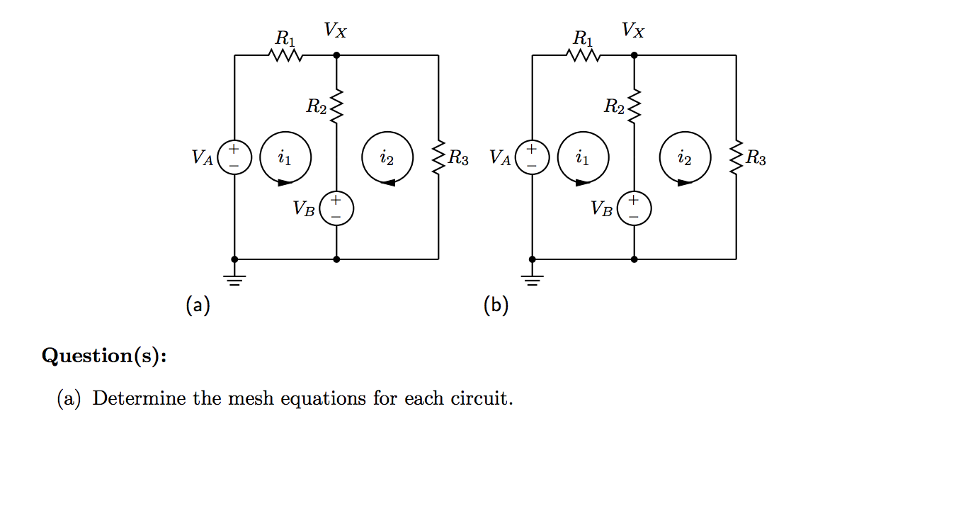 Solved Vx Vx Ri R1 R2 R2 VA 21 R3 VA R3 VB VB (a) (b) | Chegg.com