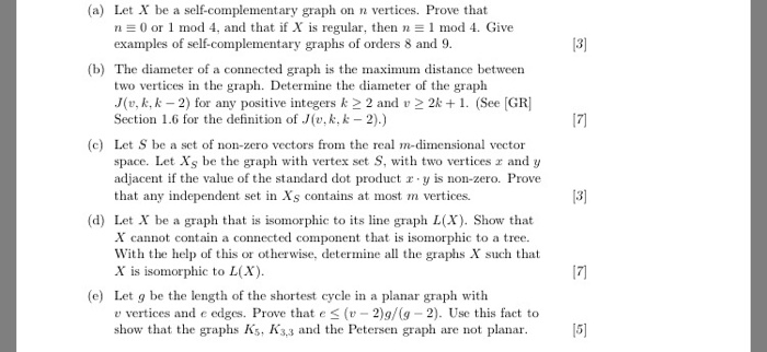 Solved (a) Let X be a self-complementary graph on n | Chegg.com