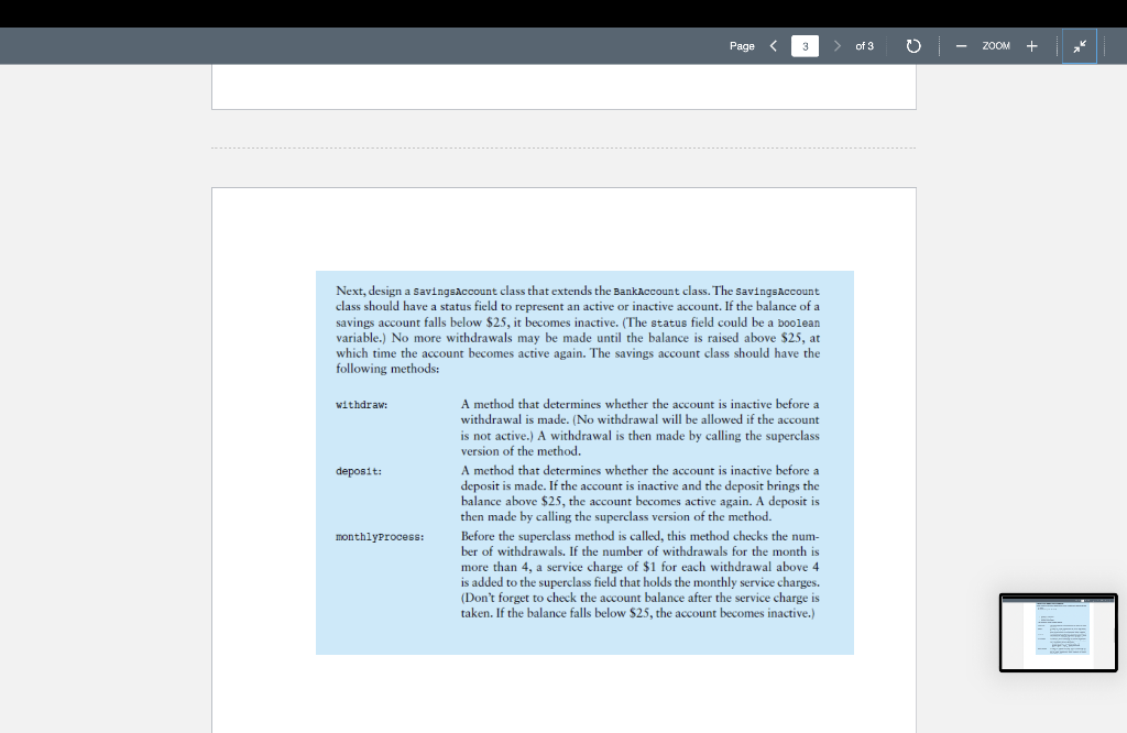 Solved 9. BankAccount and SavingsAccount Classes Design an | Chegg.com