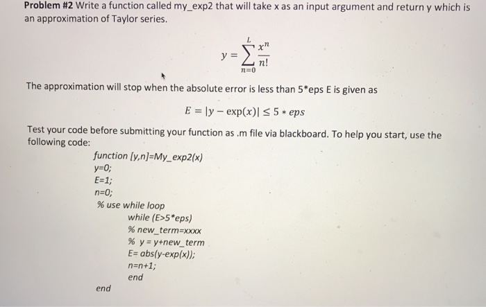 Solved Problem #2 write a function called my-exp2 that will | Chegg.com
