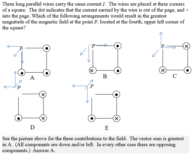 Solved Three long parallel wires carry the same current I. | Chegg.com
