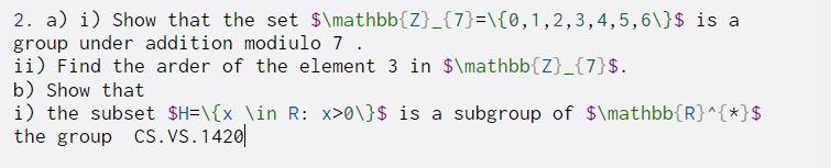 Solved 2. a) i) Show that the set | Chegg.com