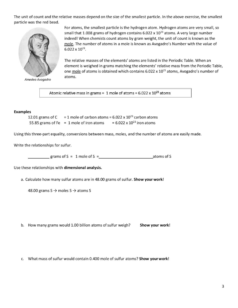 Solved The unit of count and the relative masses depend on | Chegg.com