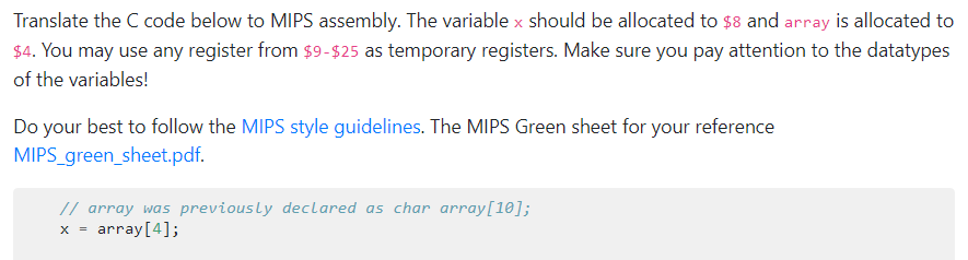 Solved Translate the C code below to MIPS assembly. The | Chegg.com
