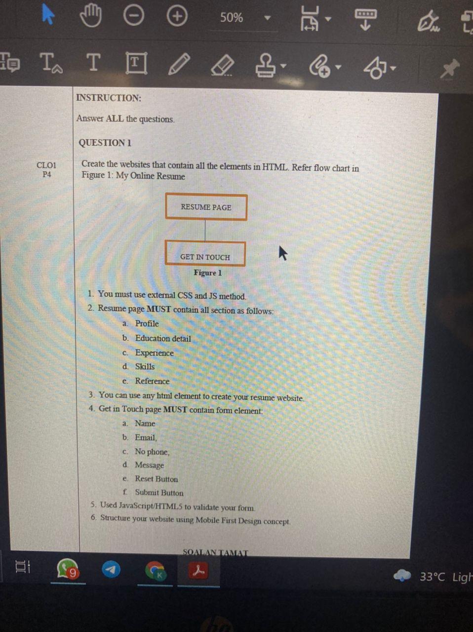 Solved 50% Eu do T. T т т Ia Cor 67 INSTRUCTION: Answer ALL | Chegg.com