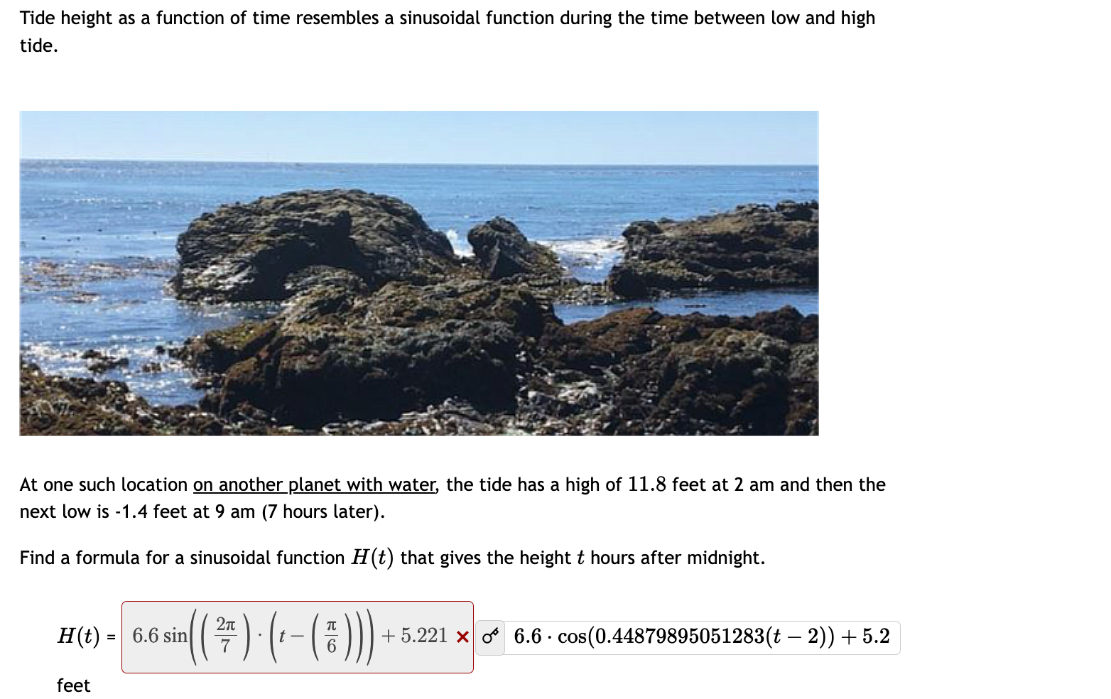 Solved Tide height as a function of time resembles a | Chegg.com