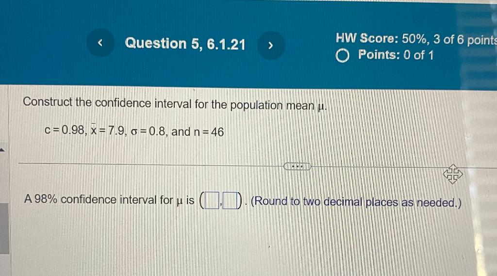 Solved Construct the confidence interval for the population | Chegg.com