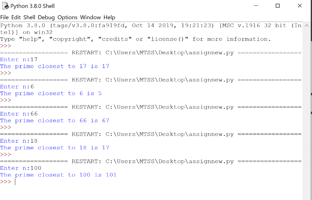 Solved Nearby Prime Ask The User To Enter A Number N Output