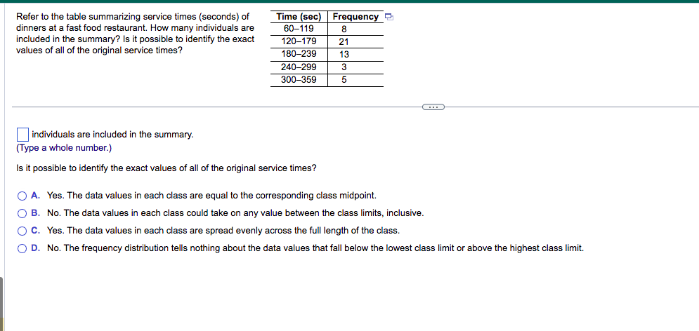 Solved Refer to the table summarizing service times | Chegg.com