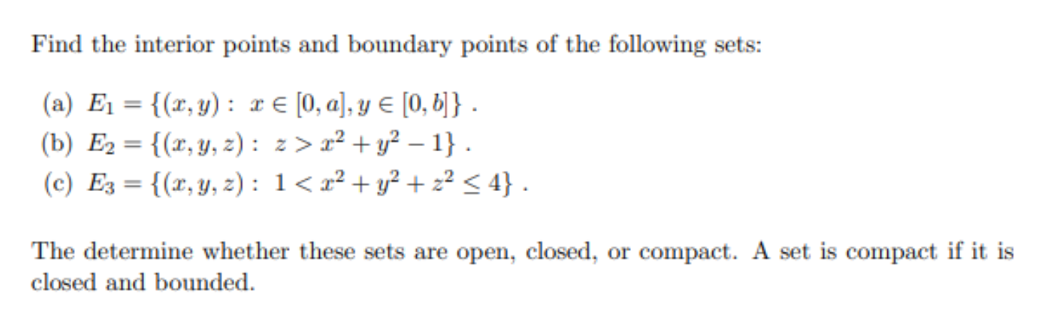 Solved Find the interior points and boundary points of the | Chegg.com