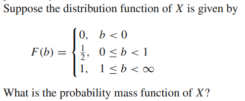 Solved Suppose the distribution function of X is given by | Chegg.com