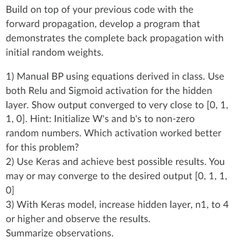 Help XOR backwards propagation. I have included what | Chegg.com