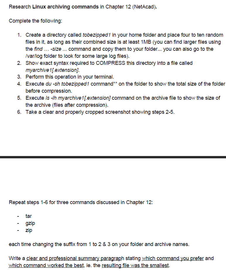 Solved Research Linux Archiving Commands In Chapter 12