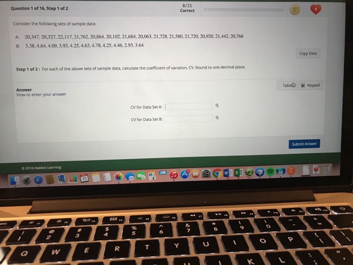 Solved Question 1 of 16, Step 1 of 2 8/21 Correct Consider | Chegg.com