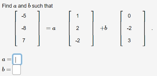 Solved Find a and b such that - [ ]-[:)] a = b= | Chegg.com