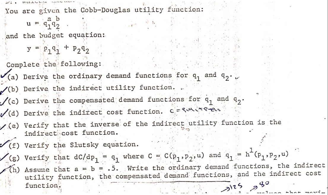 Solved You are given the Cobb-Douglas utility function: | Chegg.com