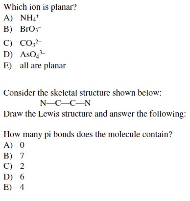 Solved Which ion is planar? A) NH* B) BrO3 C) CO32- D) | Chegg.com