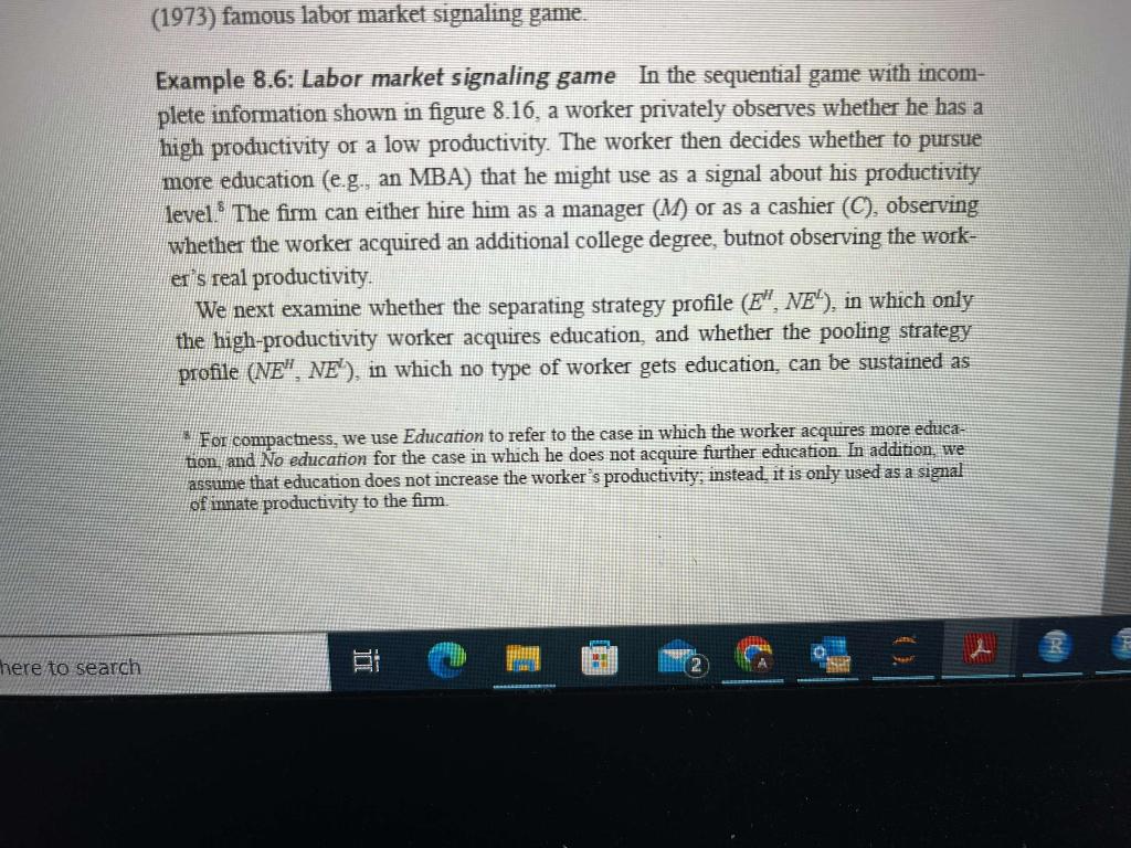Solved Consider the labor market signaling game described in | Chegg.com