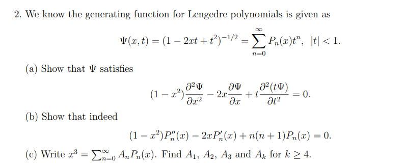 Solved 2. We know the generating function for Lengedre | Chegg.com