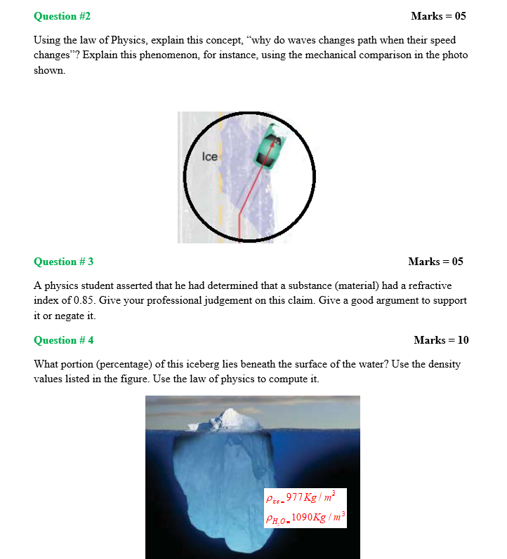 Solved Question \#2 Marks =05 Using the law of Physics, | Chegg.com