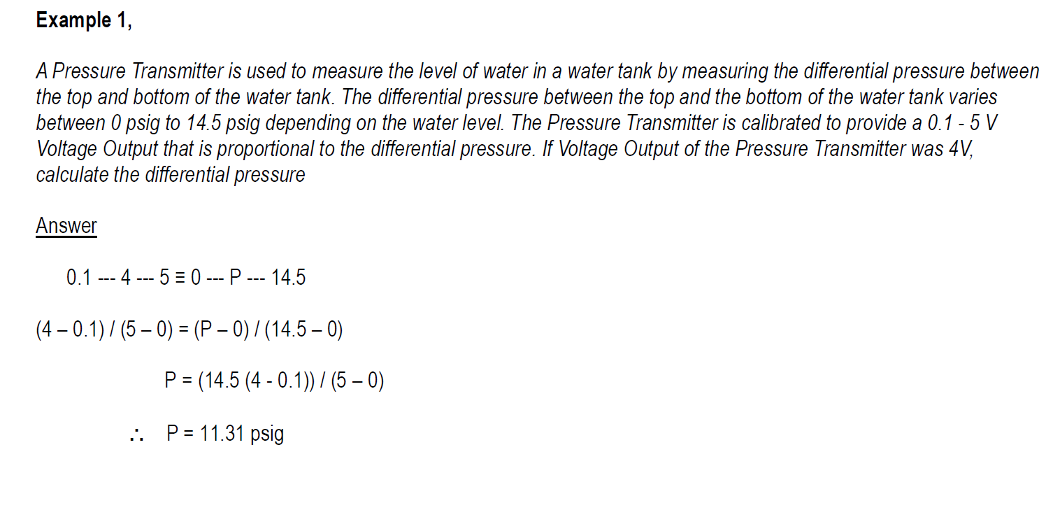 Solved Example 1, A Pressure Transmitter is used to measure | Chegg.com