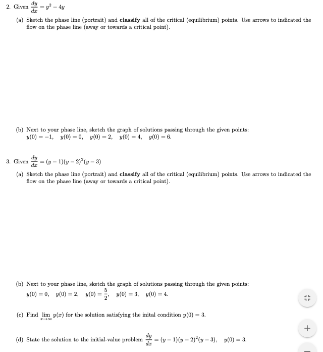 Solved 2. (a) Sketch the phase line (portrait) and classify | Chegg.com