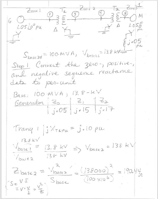 Example: Line-to-Ground Fault For the single-line | Chegg.com