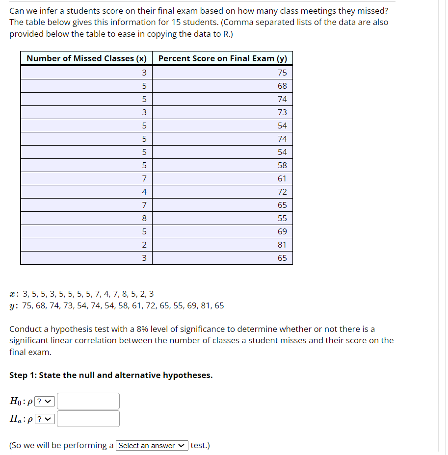 Solved Can we infer a students score on their final exam | Chegg.com