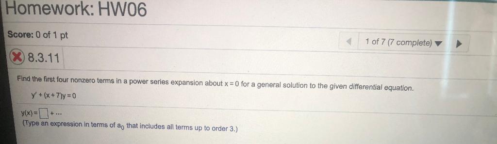 Solved Homework: HW06 Score: 0 of 1 pt 1 of 7 (7 complete) X | Chegg.com