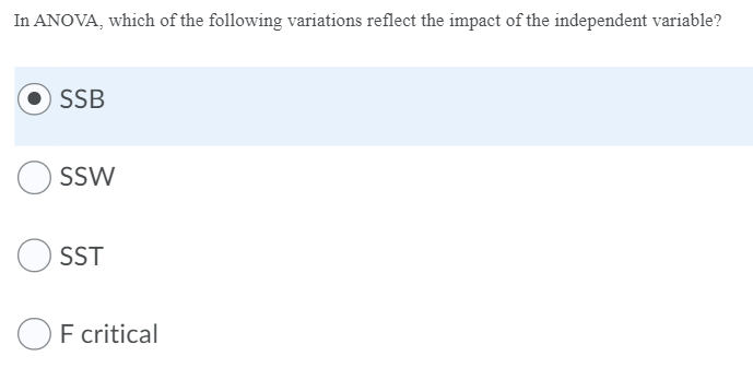 Solved In ANOVA, which of the following variations reflect | Chegg.com