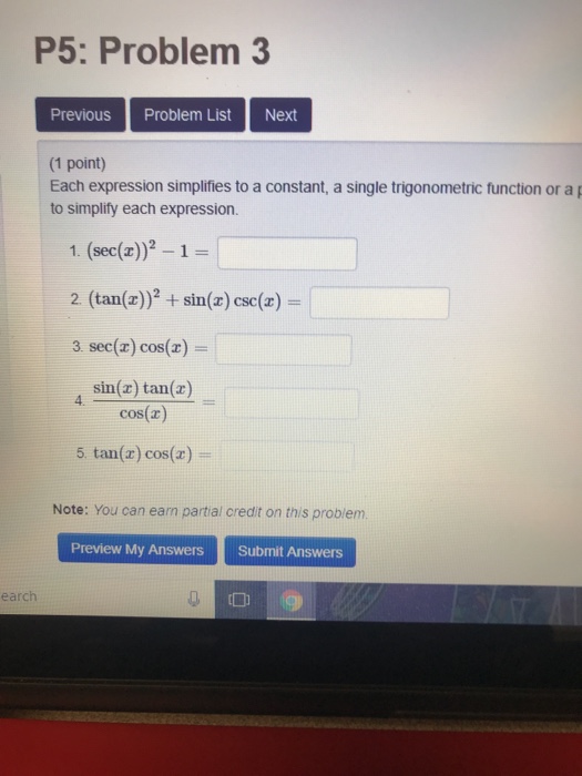 Solved P5: Problem 2 Previous Problem List Next (1 point) | Chegg.com
