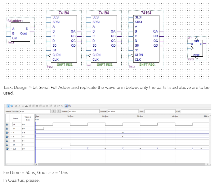 Solved Part III: Design of 4-bit Serial Full Adder Your task | Chegg.com