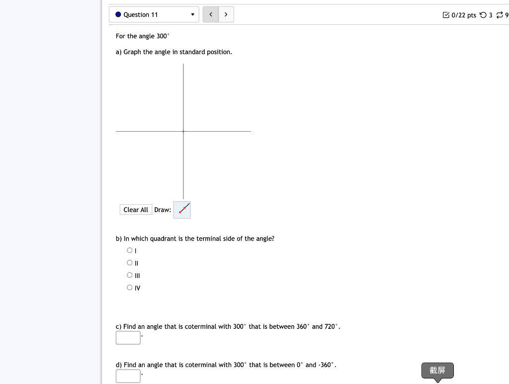 Solved Question 11 > B0/22 pts 39 For the angle 300 a) Graph | Chegg.com