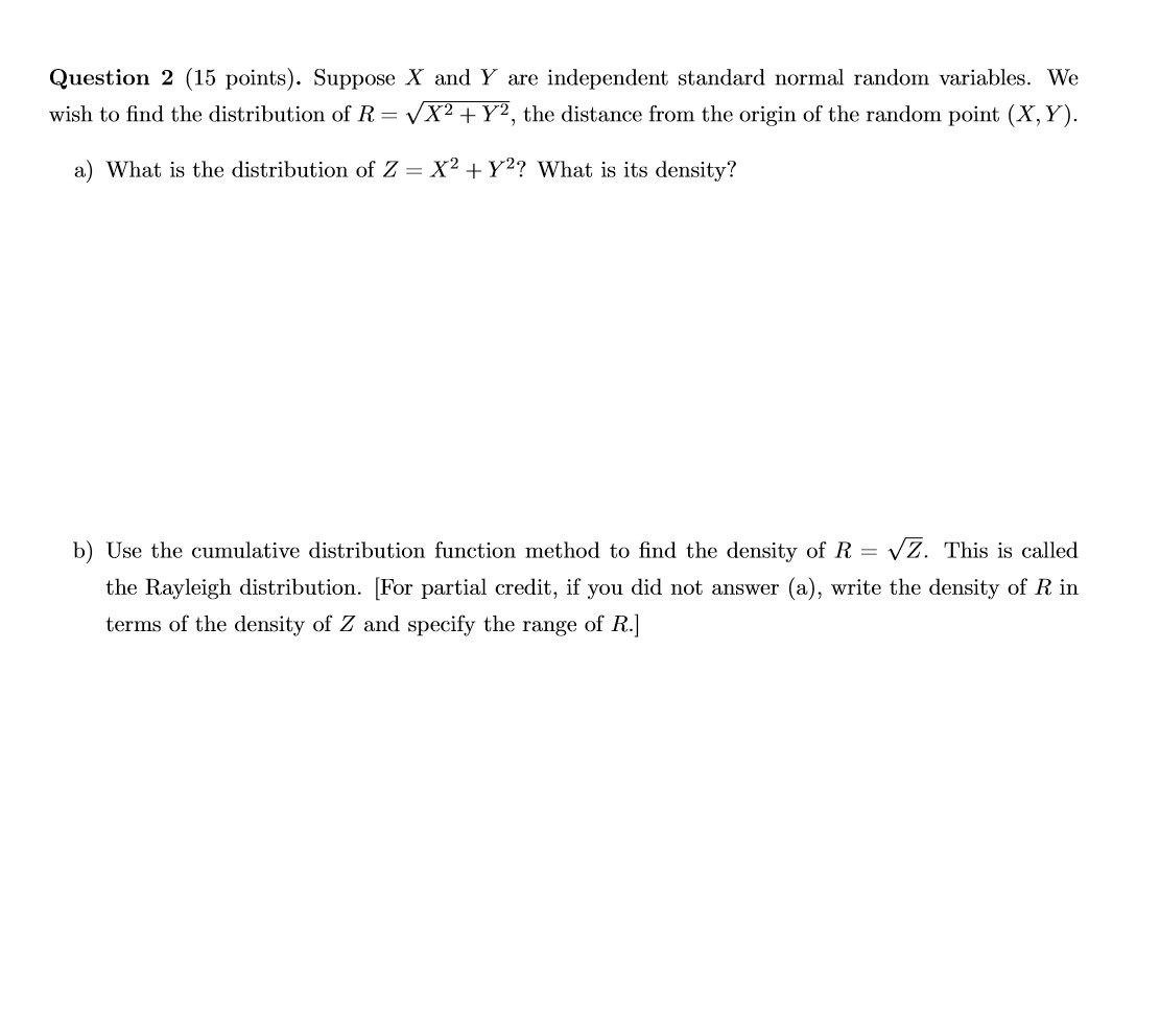 Question 2 15 Points Suppose X And Y Are