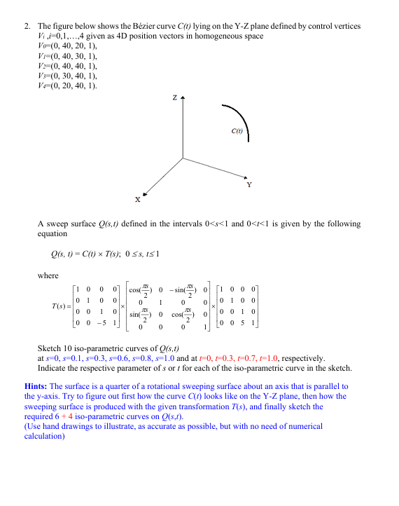 Solved The figure below shows the Bézier ﻿curve C(t) ﻿lying | Chegg.com