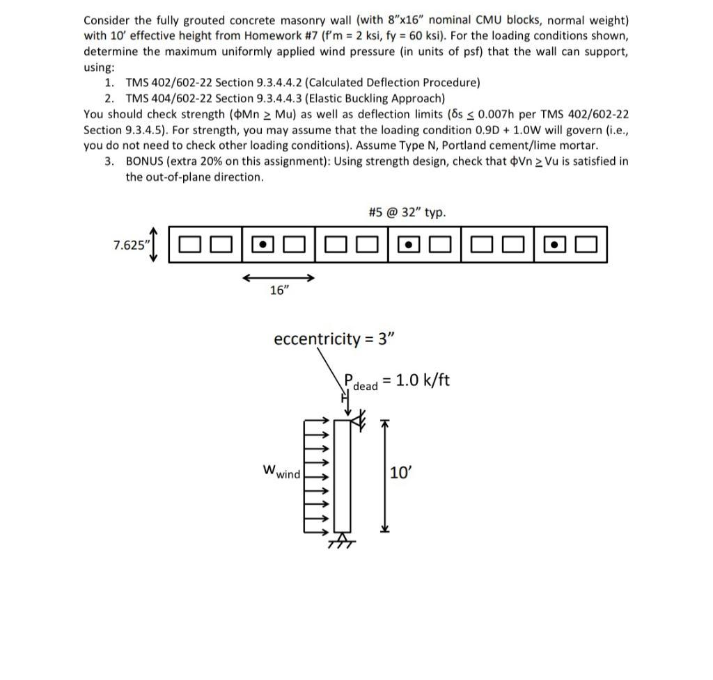 Solved Consider the fully grouted concrete masonry wall | Chegg.com
