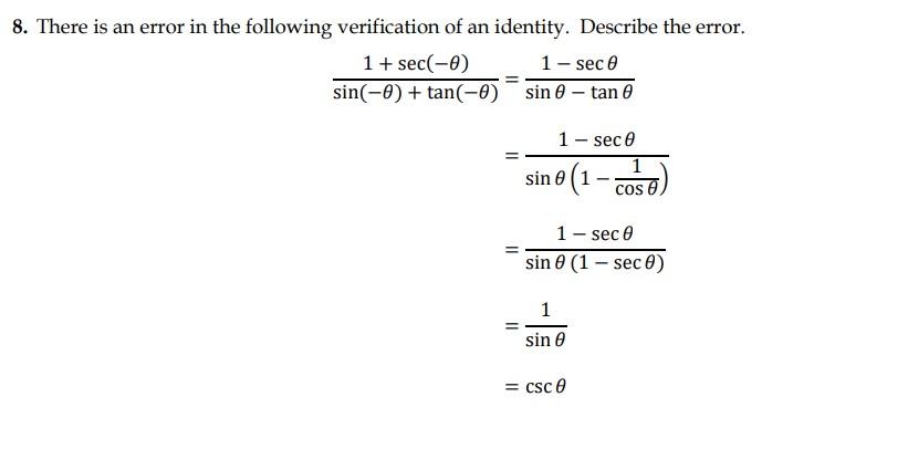 Solved 8. There is an error in the following verification of | Chegg.com