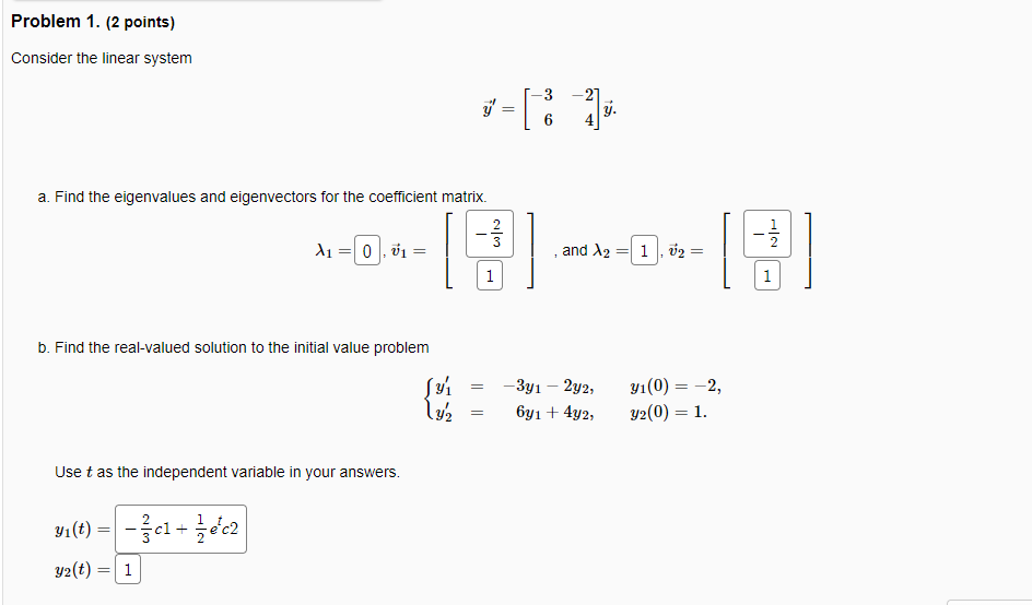 Solved Problem 1 2 Points Consider The Linear System 3 8051