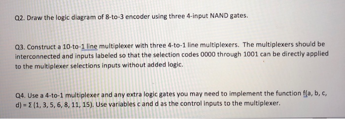 Solved Q2. Draw the logic diagram of 8-to-3 encoder using | Chegg.com