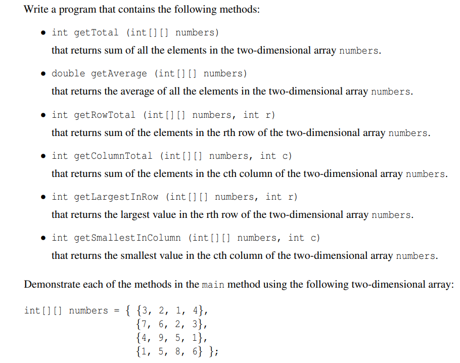 Solved Write a program that contains the following methods: | Chegg.com